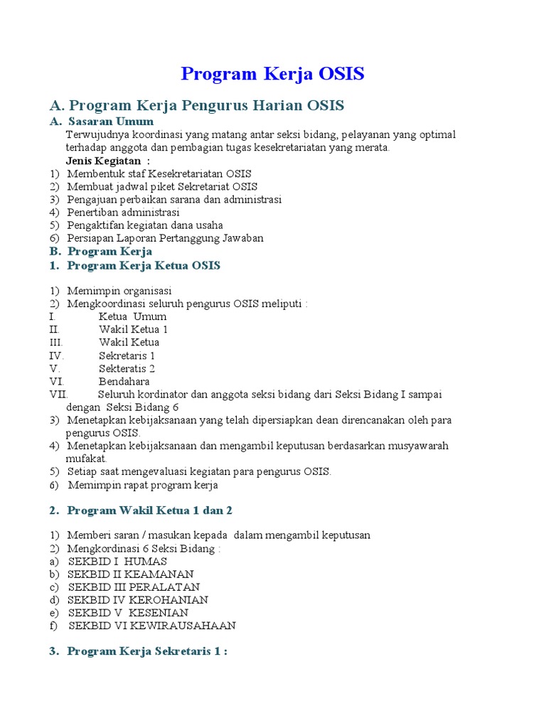 Program Kerja OSIS | PDF