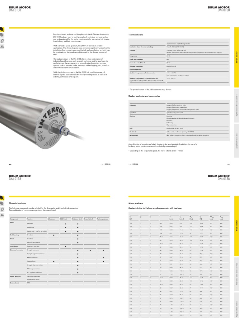 DM 0138 DM 0138: Drum Motor Drum Motor | PDF | Electric Motor | Belt ...