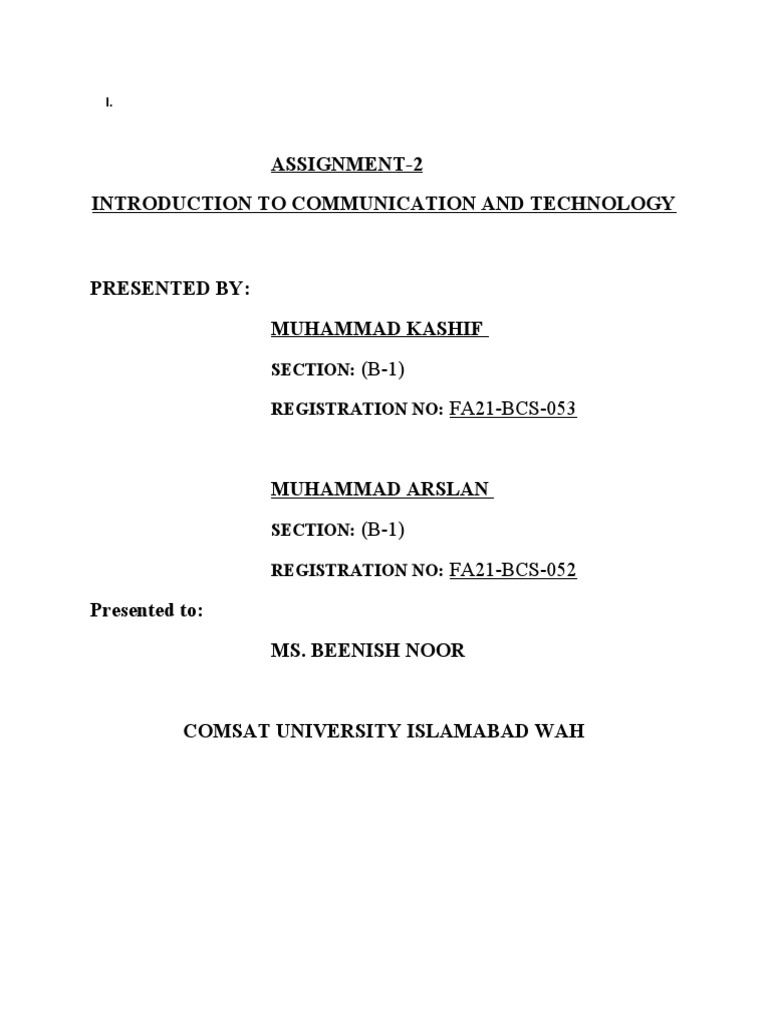 Assignment-2 Introduction To Communication and Technology: (B-1) FA21-BCS-053 | PDF | Antivirus ...