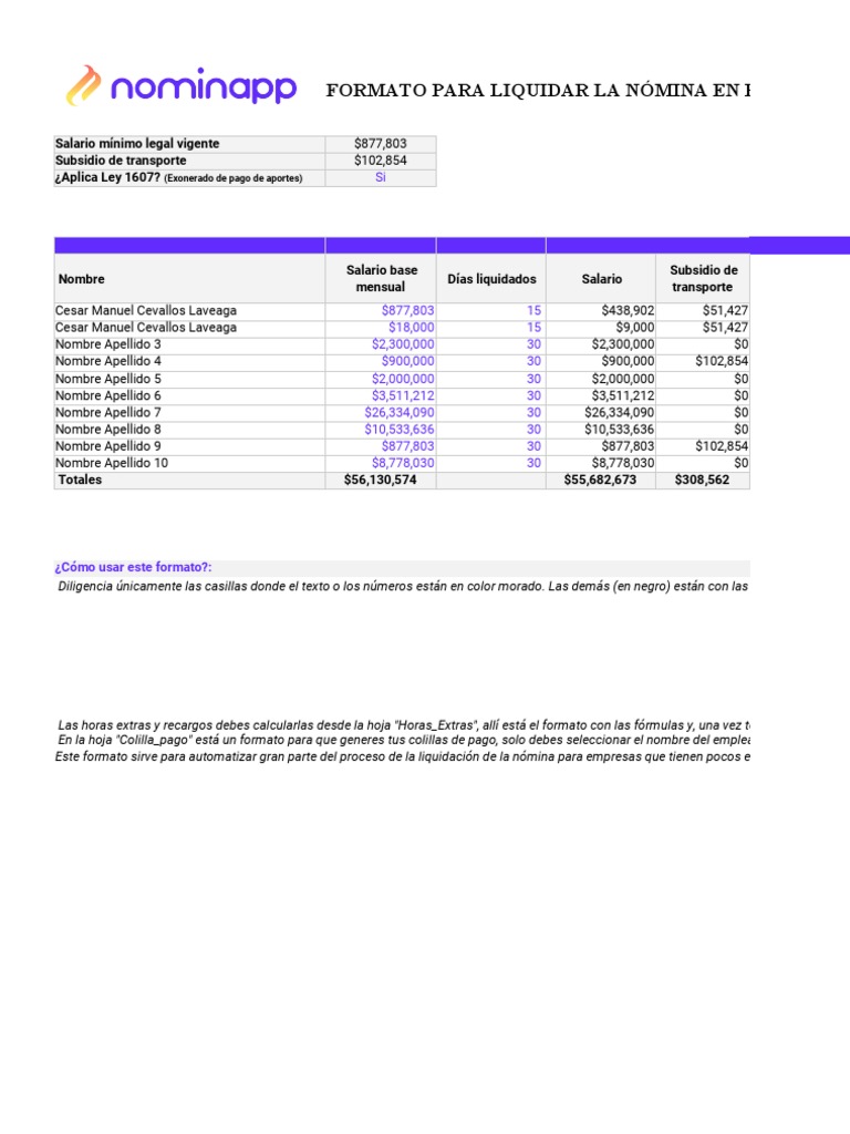Formato Nómina Excel México | PDF | Salario | Economias