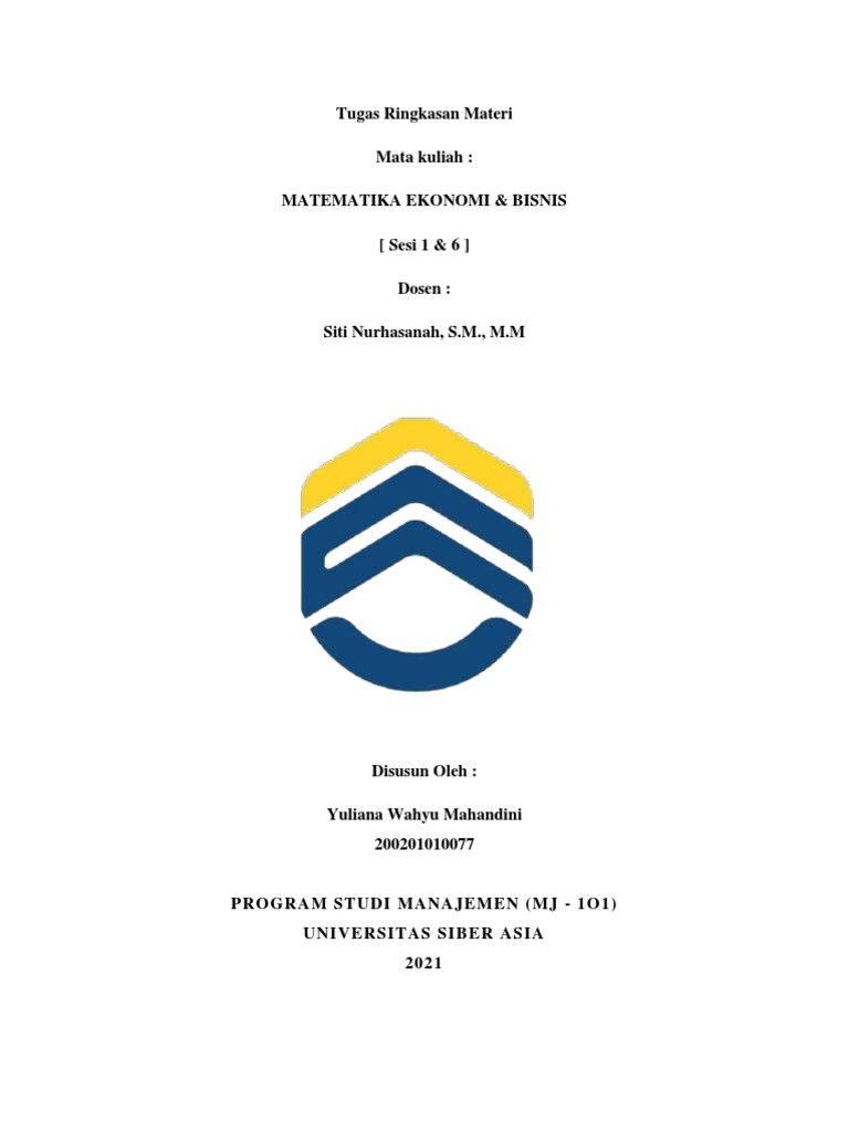 Ringkasan Matematika Ekonomi & Bisnis | PDF