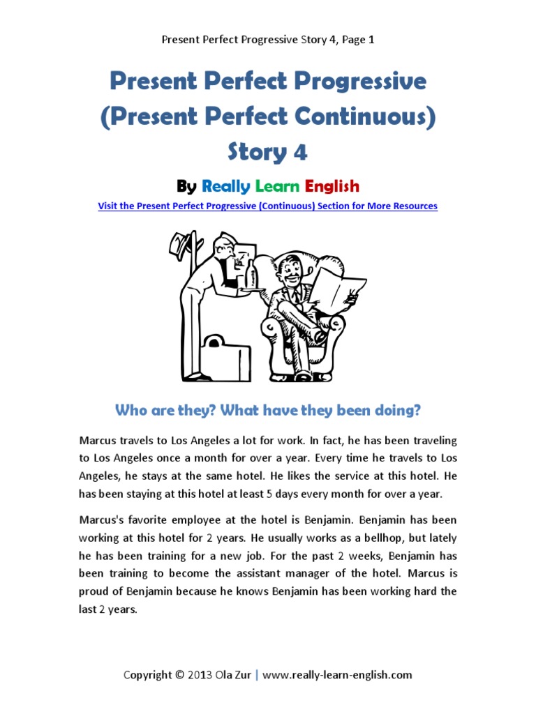 Present Perfect Progressive Story Exercises | PDF | Question | Cognition