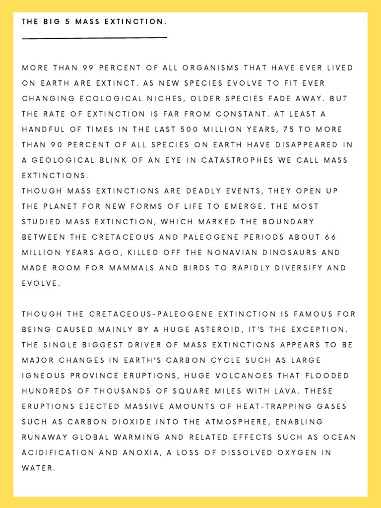 Overview of the Big Five Extinctions | PDF | Climate Change | Earth