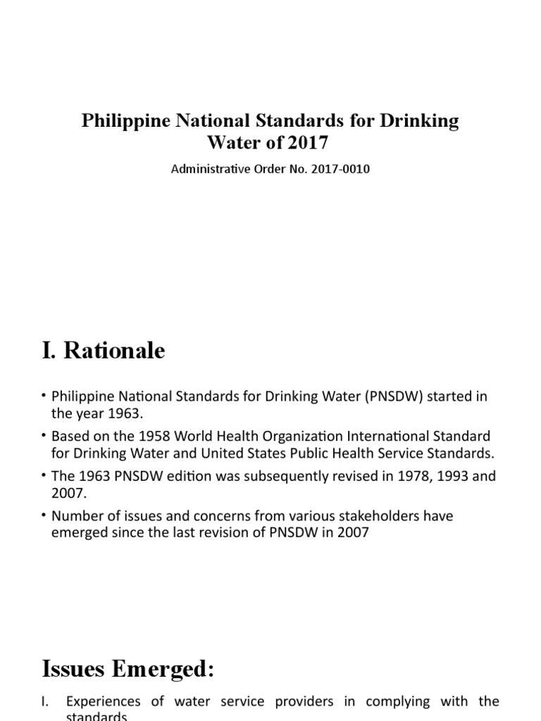 Philippine National Standards For Drinking Water of 2017 | PDF ...