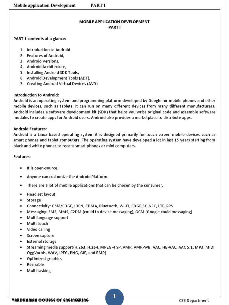 Mad Part 1 Notes | PDF | Android (Operating System) | Application Software