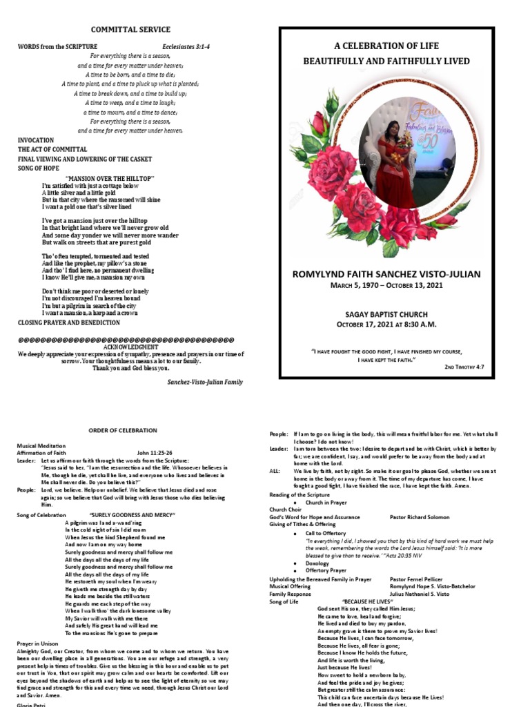 Committal Service: A Celebration of Life Beautifully and Faithfully ...