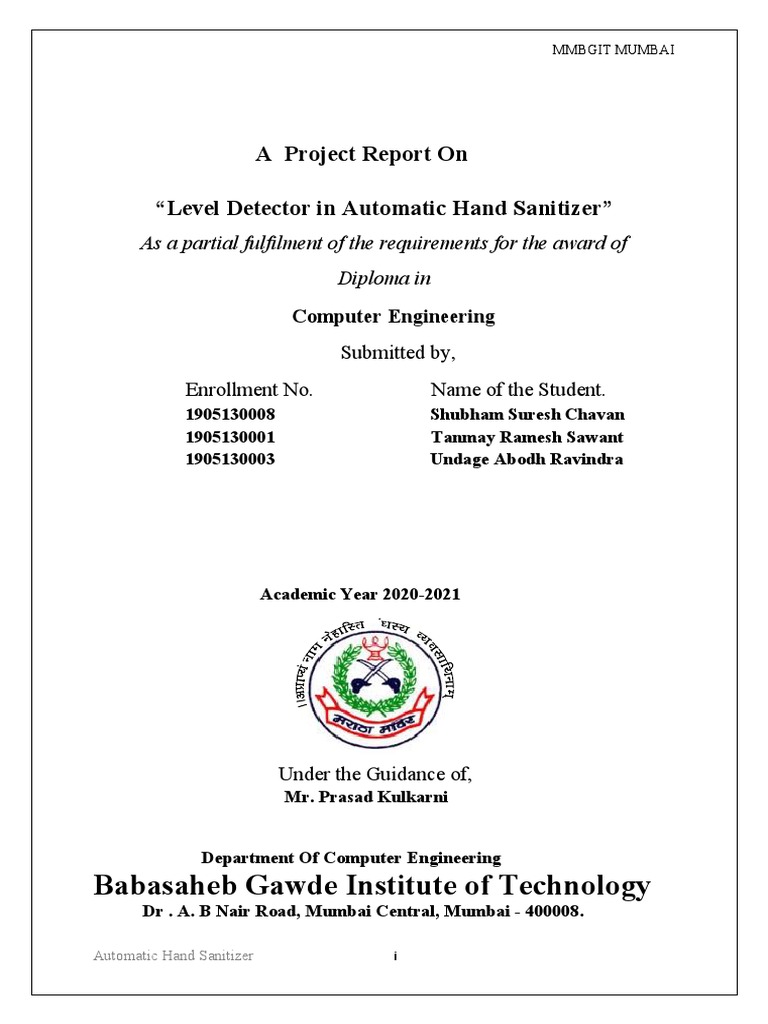 Babasaheb Gawde Institute of Technology: A Project Report On "Level ...