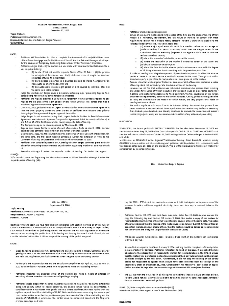 Civpro Digests | PDF | Complaint | Foreclosure