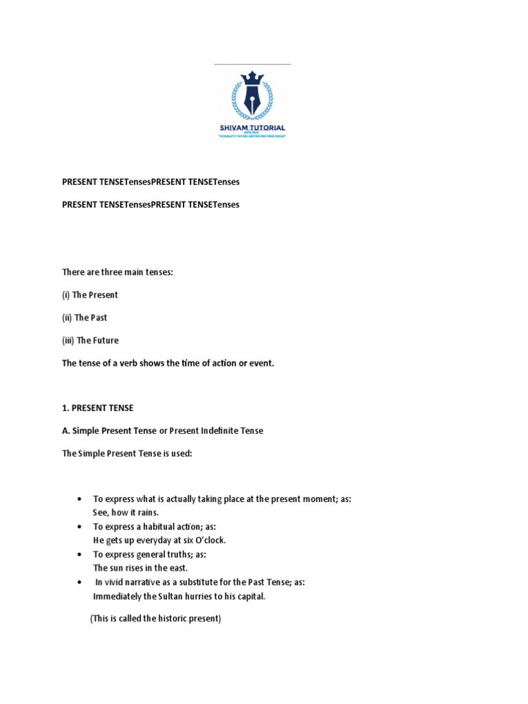 Tenses-WPS Office | PDF | Grammatical Tense | Perfect (Grammar)