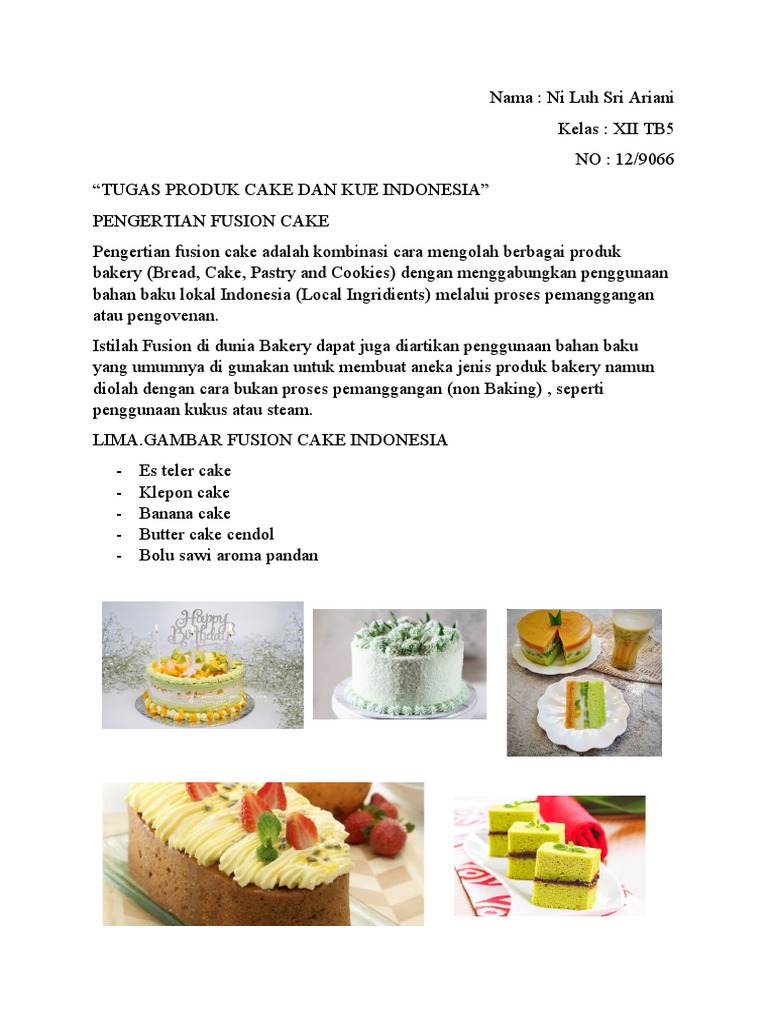 Pengertian dan Contoh Fusion Cake | PDF