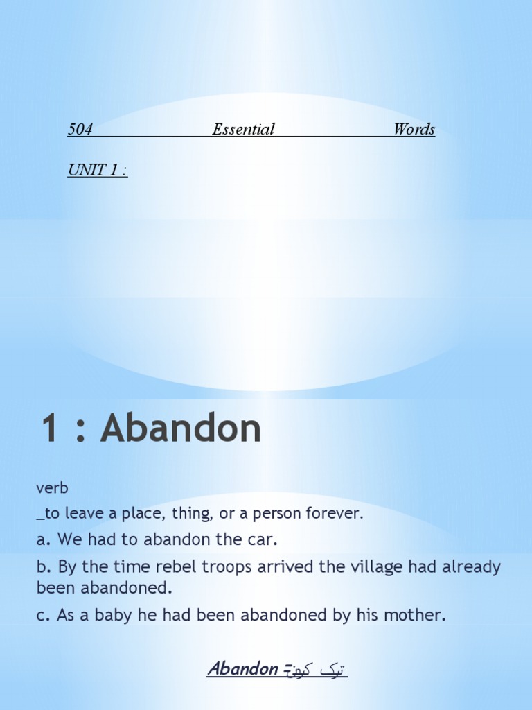 504 Essential Words Unit 1 | PDF | Adjective