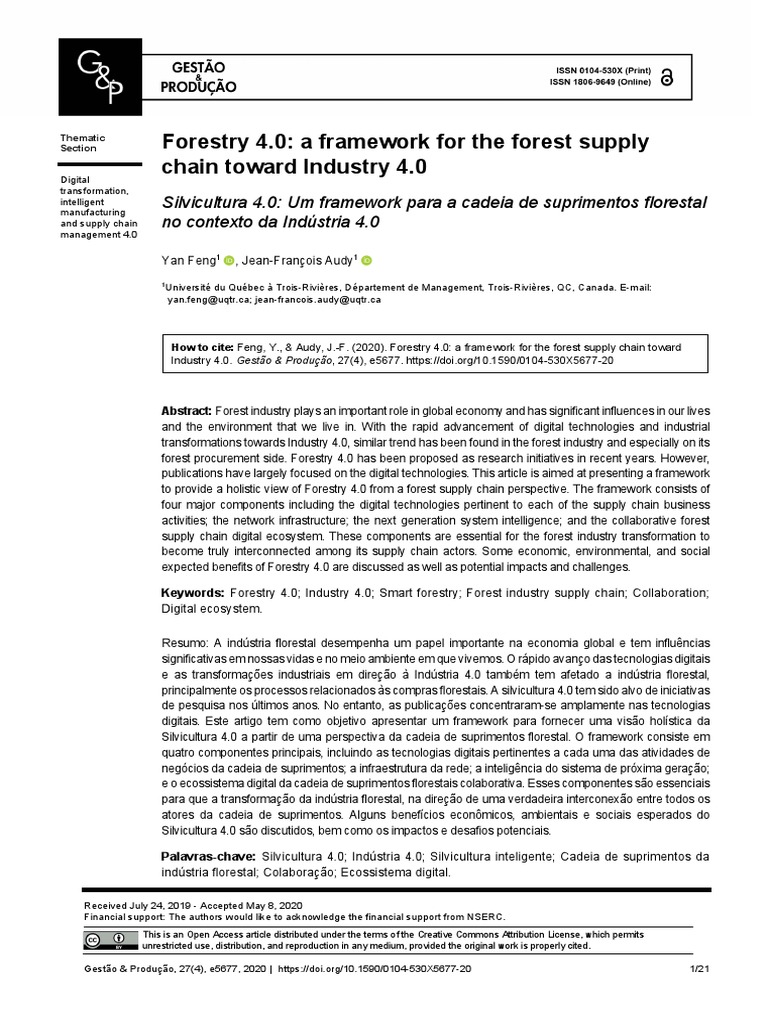 Forestry 4.0: A Framework For The Forest Supply Chain Toward Industry 4 ...