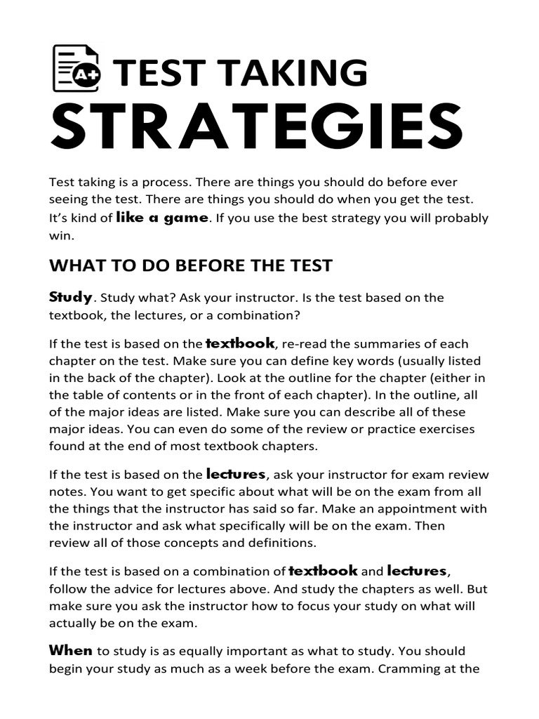 Test Taking: Strategies | Download Free PDF | Test (Assessment ...