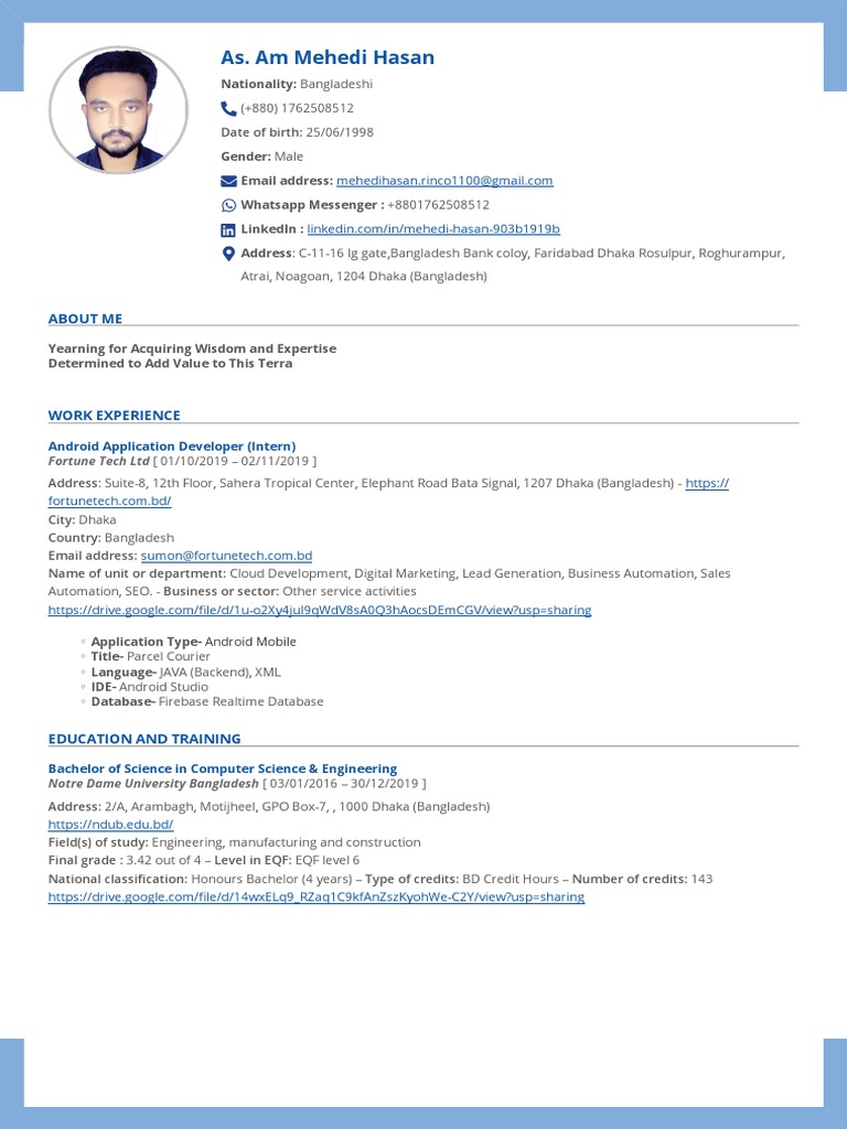 Mehedi CV | PDF | Web Application | My Sql