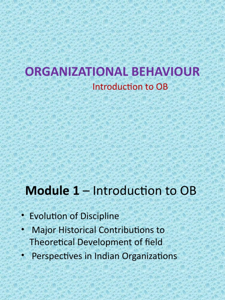 Ob BBM Unit 1 | PDF | Organizational Behavior | Psychology