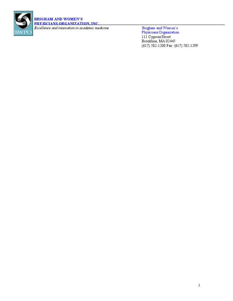 Brigham and Women's Hospital Letterhead | PDF