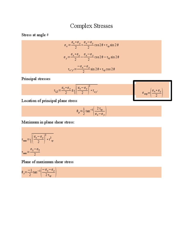 Complex Stresses: Stress at Angle | PDF | Applied And Interdisciplinary ...