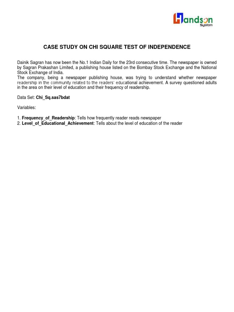 Case Study On Chi Square Test of Independence | PDF | Career & Growth ...