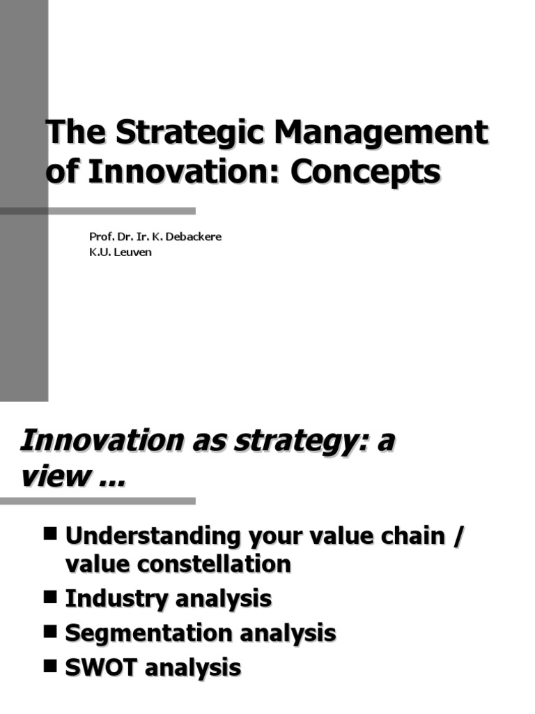 The Strategic Management of Innovation: Concepts | Download Free PDF ...