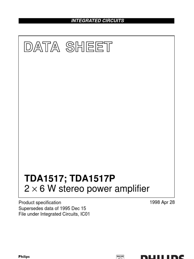 Data Sheet: TDA1517 TDA1517P | PDF