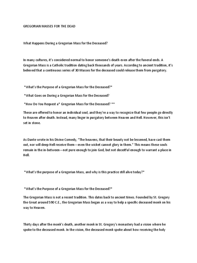 Gregorian Masse-Wps Office | PDF | Divine Comedy | Catholic Liturgy