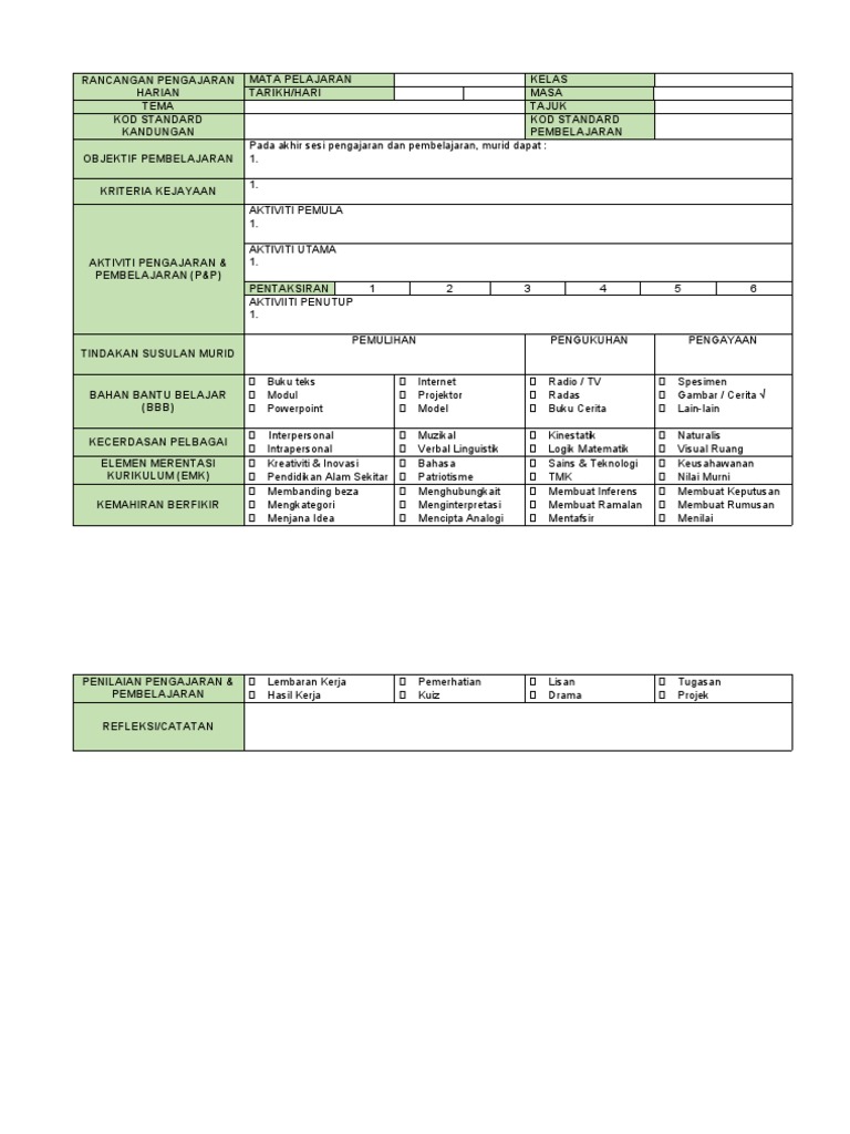 Format Penulisan Buku Rekod Mengajar | PDF