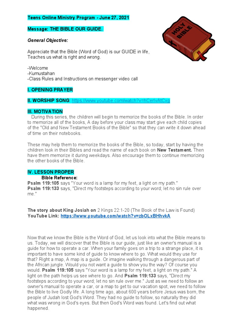 Lesson 15 THE BIBLE OUR GUIDE June 27 2021 | PDF | Chapters And Verses ...