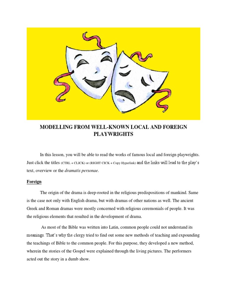 Playwrights: Local and Foreign Insights | PDF | William Shakespeare ...