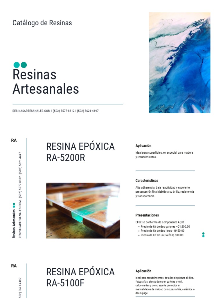 Catálogo Resinas Artesanales 2021 AGOSTO | PDF | Química | Materiales