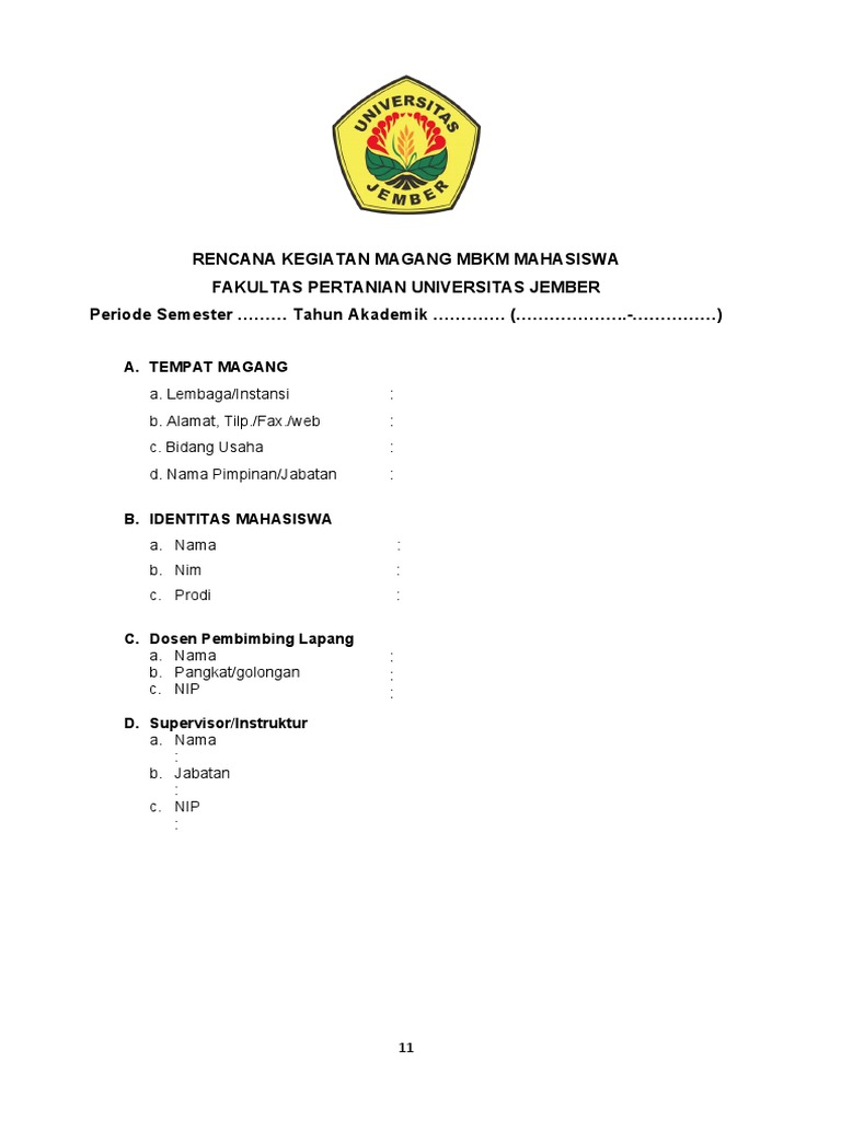Lampiran 9 Rencana Kegiatan Magang MBKM | PDF