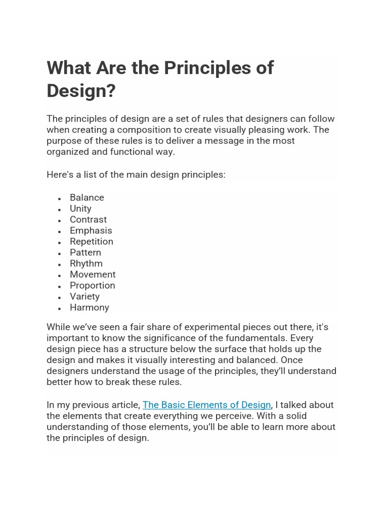 Principles of Design | PDF | Composition (Visual Arts ...