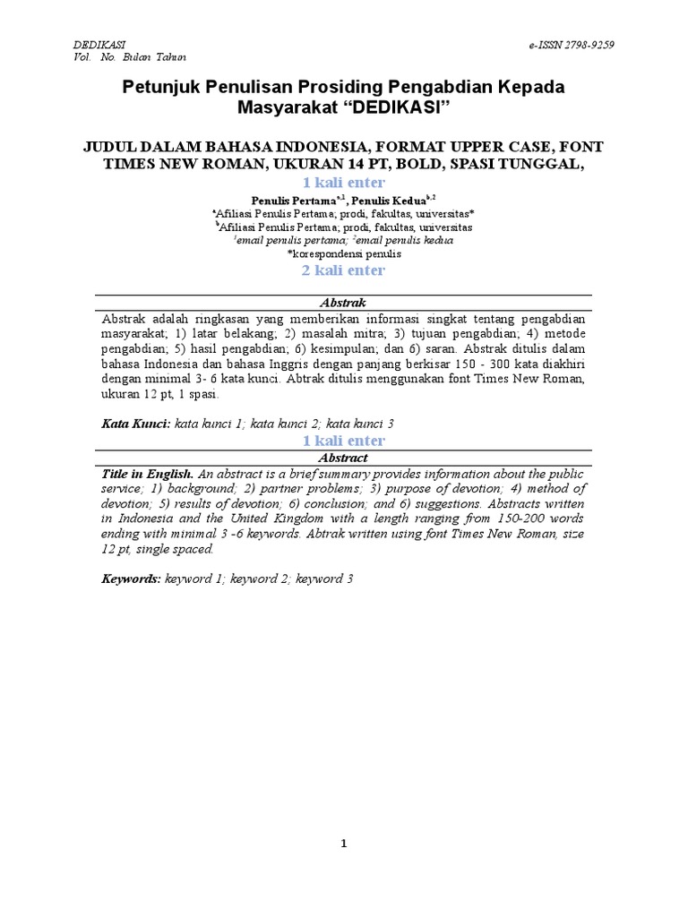 TEMPLATE PROSIDING DEDIKASI - Rev - 2021 | PDF