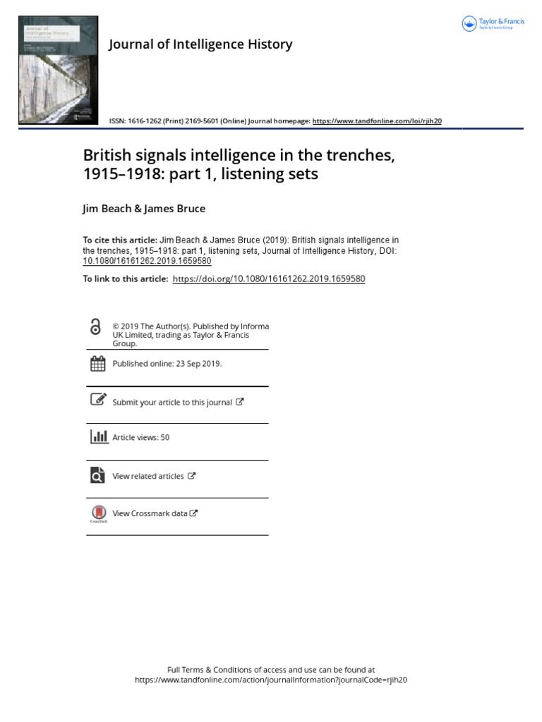 British Signals Intelligence in The Trenches - 1915-1918 - Part1 | PDF ...