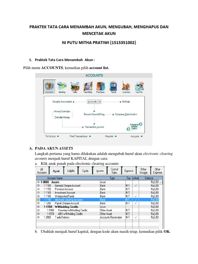 Praktek Tata Cara Menambah Akun Myob | PDF | Pengelolaan Keuangan & Uang