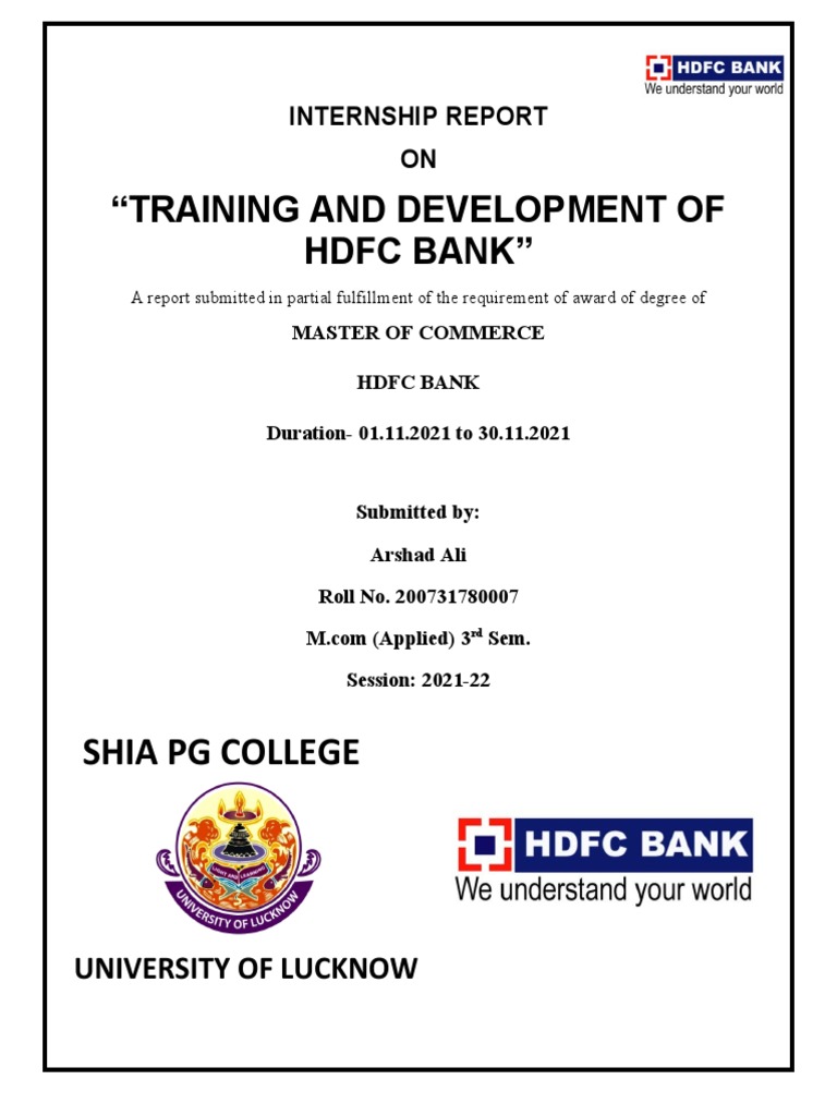 Training and Development of HDFC Bank | PDF | Human Resource Management ...