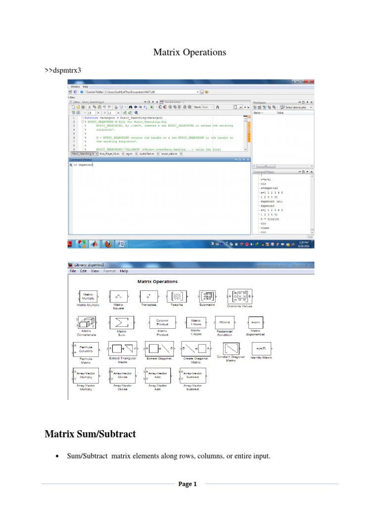 A Comprehensive Guide to Matrix Operations and MATLAB Functions for Analyzing and Visualizing ...