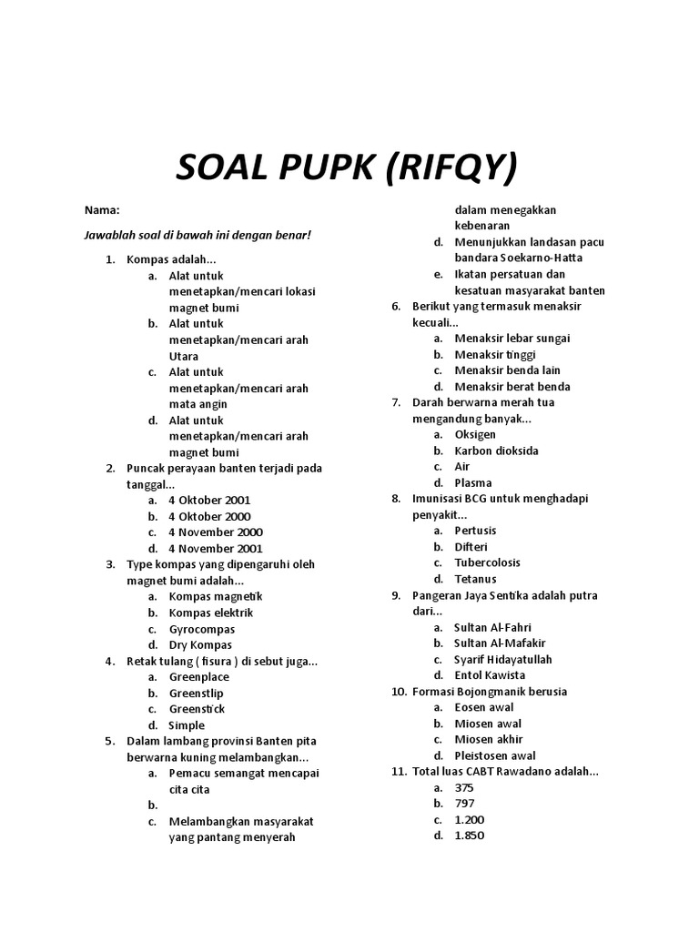 50 Soal PUPK | PDF