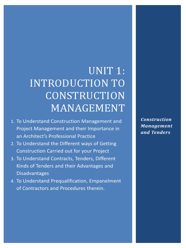Construction Management & Tenders | PDF | Architect | Construction ...