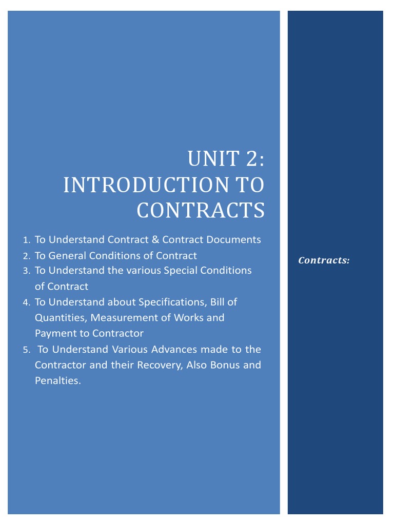 Unit 2 Introduction To Contracts | PDF | Liquidated Damages | Architect