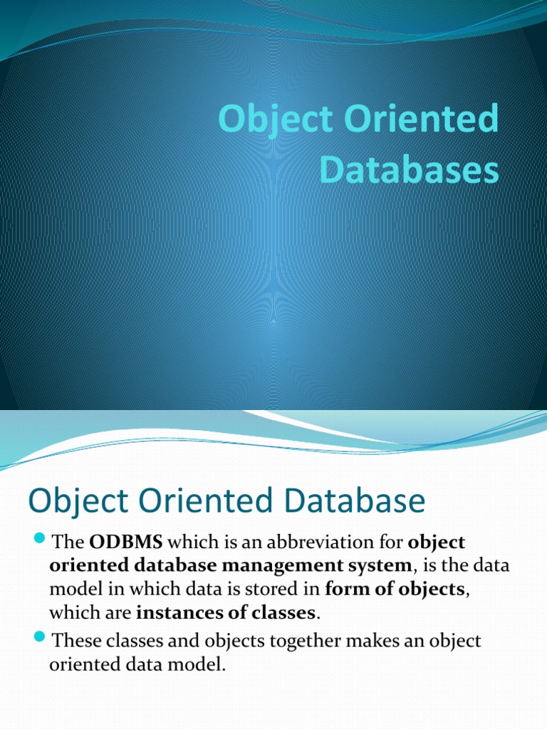 Object Oriented Databases Pdf Method Computer Programming