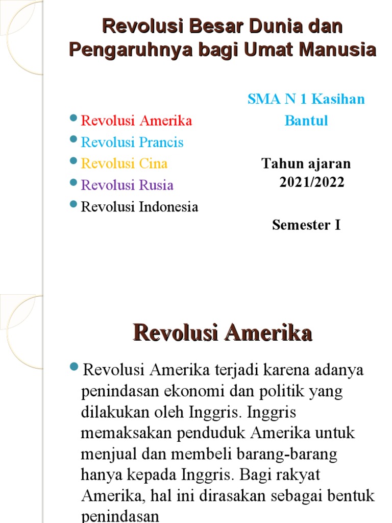 Revolusi Besar Dunia Dan Pengaruhnya Bagi Umat Manusia | PDF