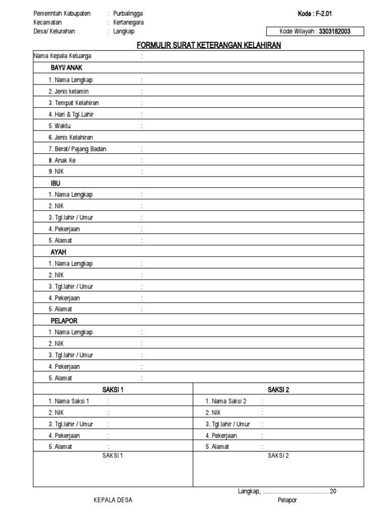 Formulir Akte Kelahiran | PDF