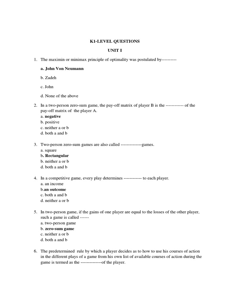 K1-Level Questions Unit I | PDF | Inventory | Business Process