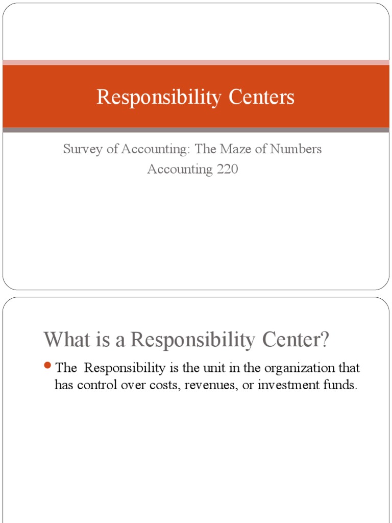 Classification and Functions of Responsibility Centers: An Overview of ...