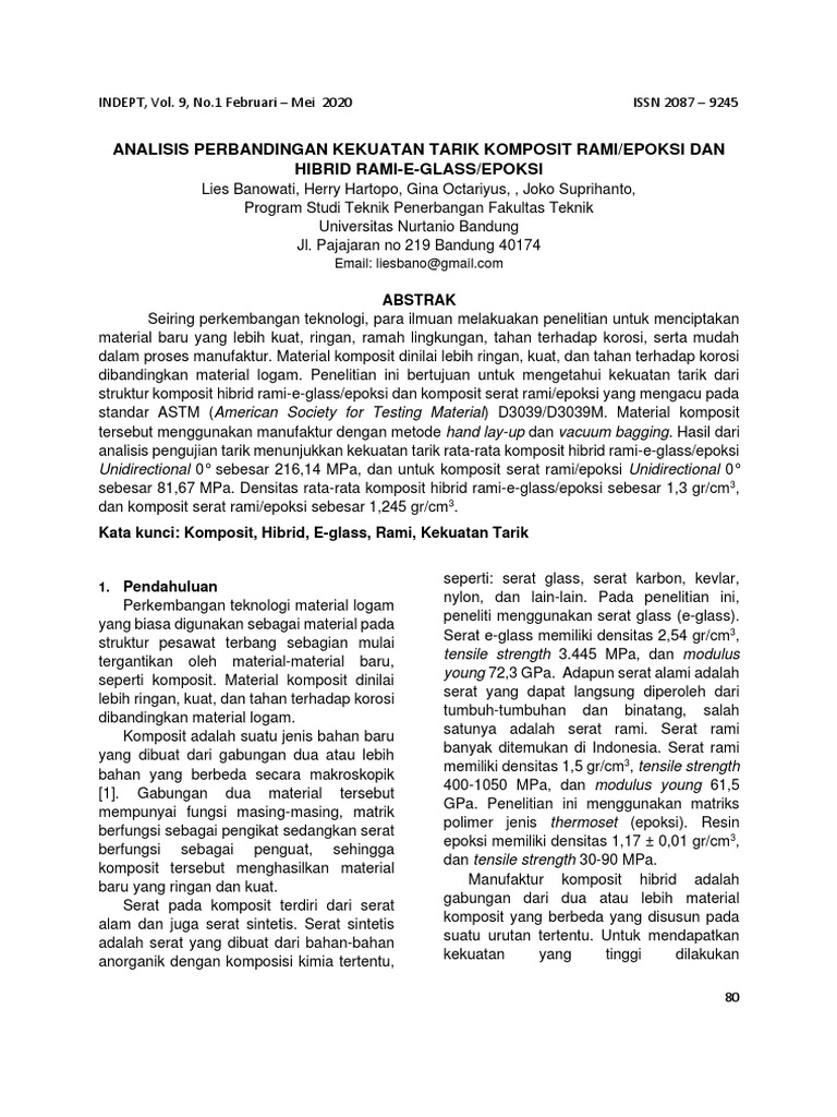 ANALISIS KEKUATAN KOMPOSIT RAMI-E-GLASS DAN RAMI | PDF