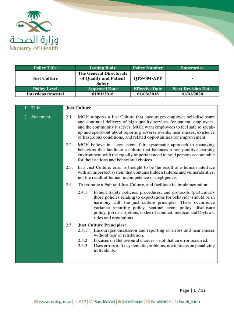 Just Culture March 2018 | PDF | Risk | Patient Safety