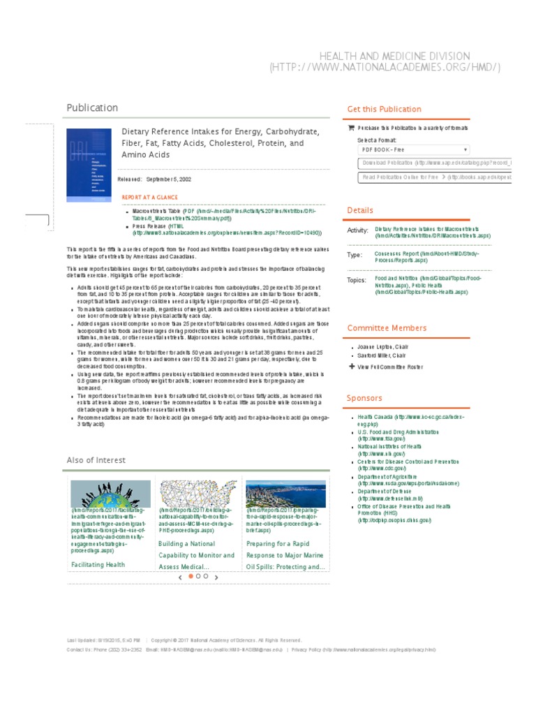 Dietary Reference Intakes | PDF | Fat | Nutrients