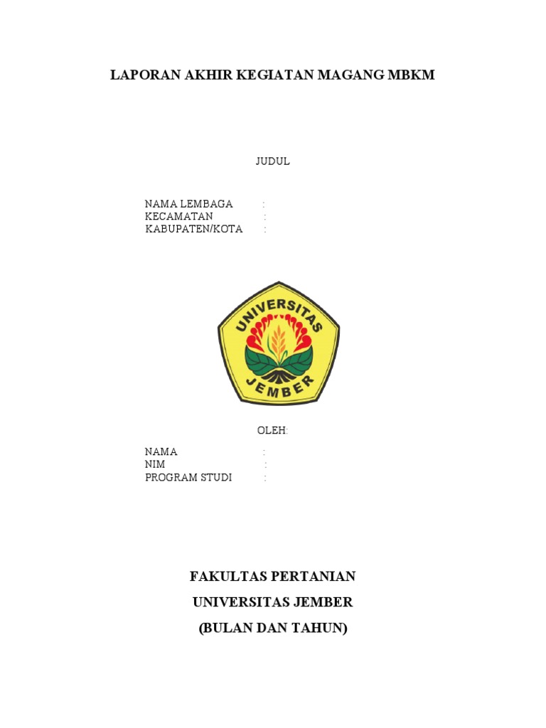 Lampiran 1 Cover Laporan Magang MBKM | PDF