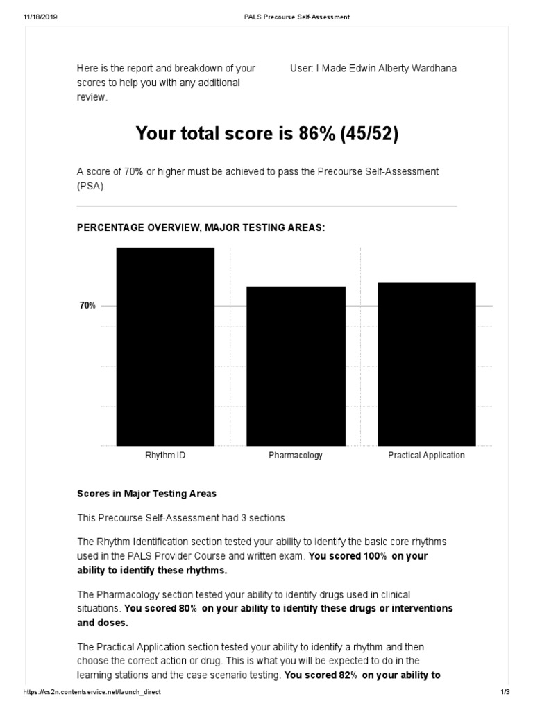 PALS Precourse Self-Assessment Results | PDF | Cardiopulmonary ...