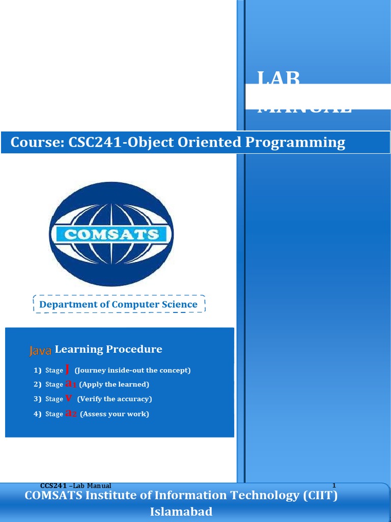 Lab Manual Course Csc241 Object Oriented Programming Pdf Object Oriented Programming